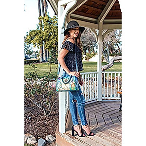 Anuschka Hand Painted Leather Women's Zip Around Classic Satchel - Enchanted Garden