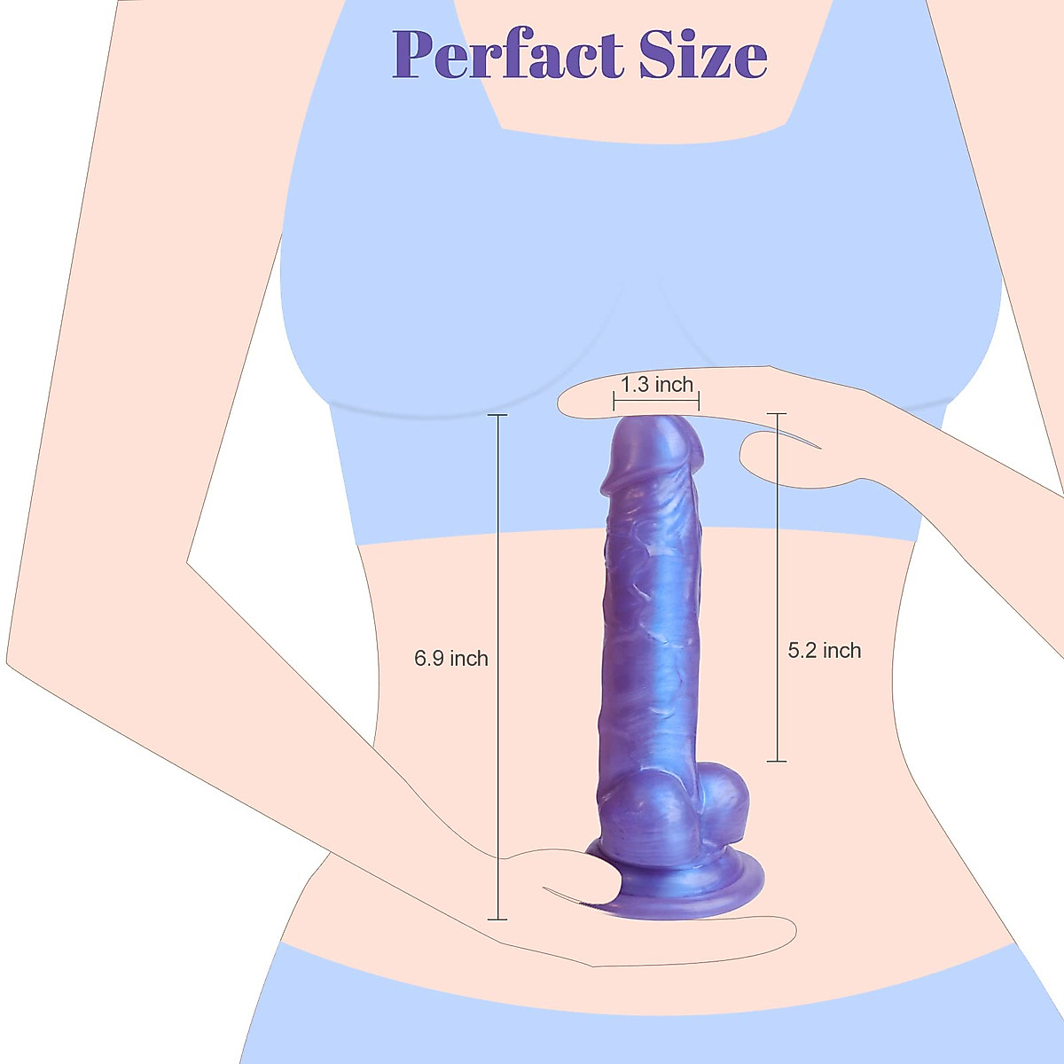 Realistic Dildo for Beginners, 6.5" Small Jelly Dildo with Suction Cup for Hands-Free Play, Body-Safe Material Dildos Adult Sex Toys for Women, Lifelike Dong for Vaginal G-spot and Anal Sex Blue