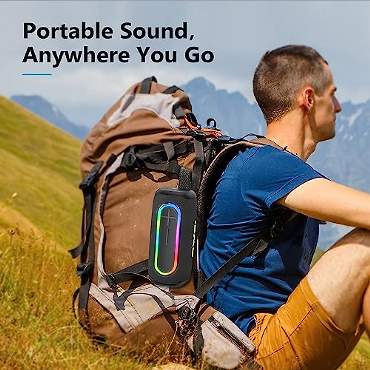 AWEI Loud Bluetooth Speakers, 40W Deep Bass Portable Wireless Speaker, Build-in MIC, IPX7 Waterproof with Dynamic RGB Light, Outdoor Bluetooth Speaker Via Bluetooth 5.3/3.5mm Aux-in/TF Card Connection