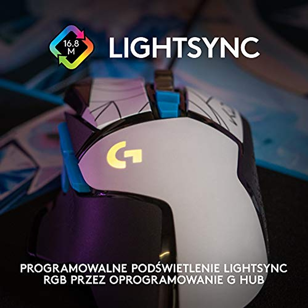 Logitech G502 Hero K/DA High Performance Wired Gaming Mouse, Hero 25K, LIGHTSYNC RGB, Adjustable Weights, 11 Programmable Buttons, On-Board Memory, Official League of Legends Gaming Gear - White
