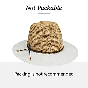 Wallaroo Hat Company – Women’s Laguna Fedora – Wide Brim Natural Fiber with Adjustable Sizing for Medium Crown Sizes – Trendy and Chic Sun Hat for Casual All-Season Sun Protection (Natural/White)