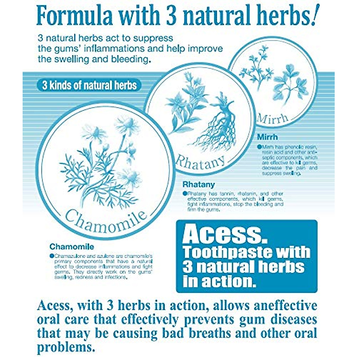 Access Herbal Extract Toothpaste, Mint, 4.2 Ounce