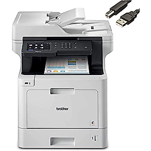Brother MFC-L8900CDW Business Laser All-in-One Color Printer, Print Scan Copy Fax, Automatic Duplex Printing, 5 Inch Color Touchscreen, 33 ppm, 512MB, Bundle with Cefesfy Printer Cable