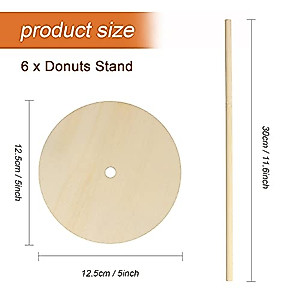 Zsxdc 6 Pieces Wooden Donut Bagels Display Stand Holder Detachable Donut Display Stand Wood Donut Stand Bar for Party Wedding Birthday Treat Display Corner Decor