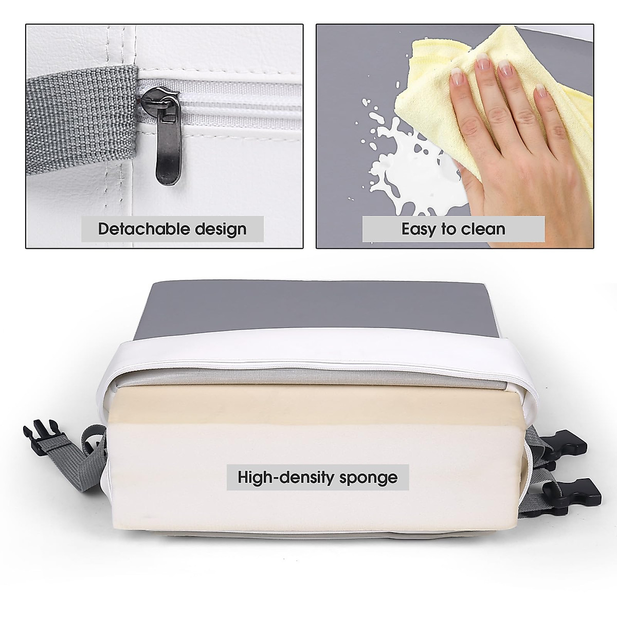 Toddler Booster Seat for Dining Table,PU Waterproof Kids Booster Seat for Table with Safety Buckles,Non-Slip Bottom Portable Booster Cushion for Travel