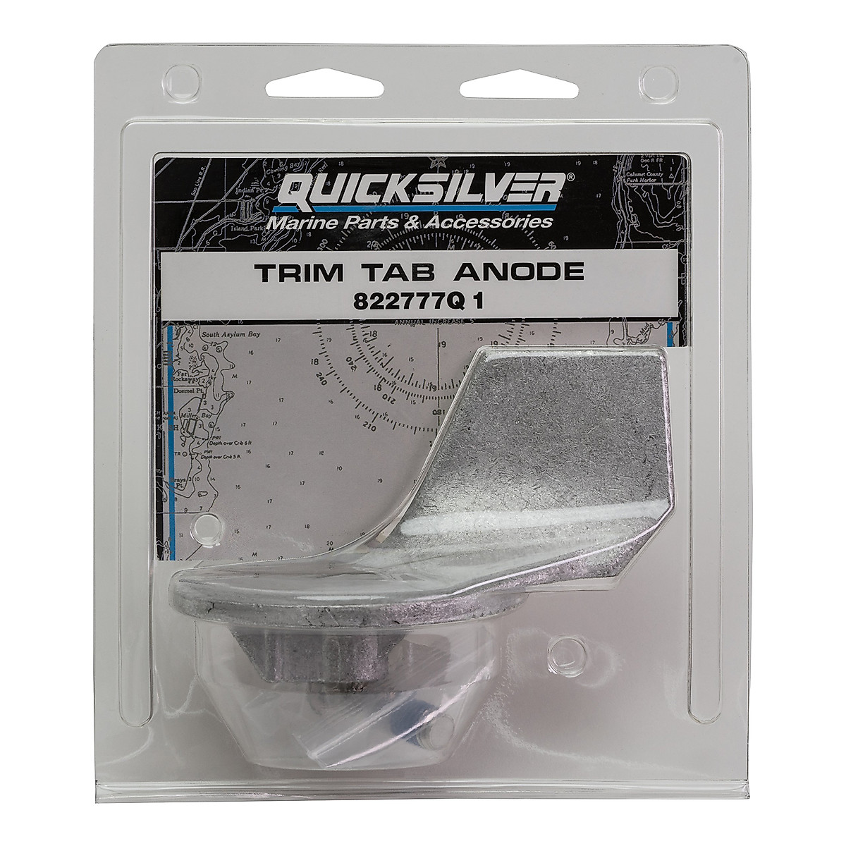 Quicksilver 822777Q1 Aluminum Trim Tab Anode for Mercury or Mariner Outboards and MerCruiser Stern Drives Using High Rake Propellers, Unspecified