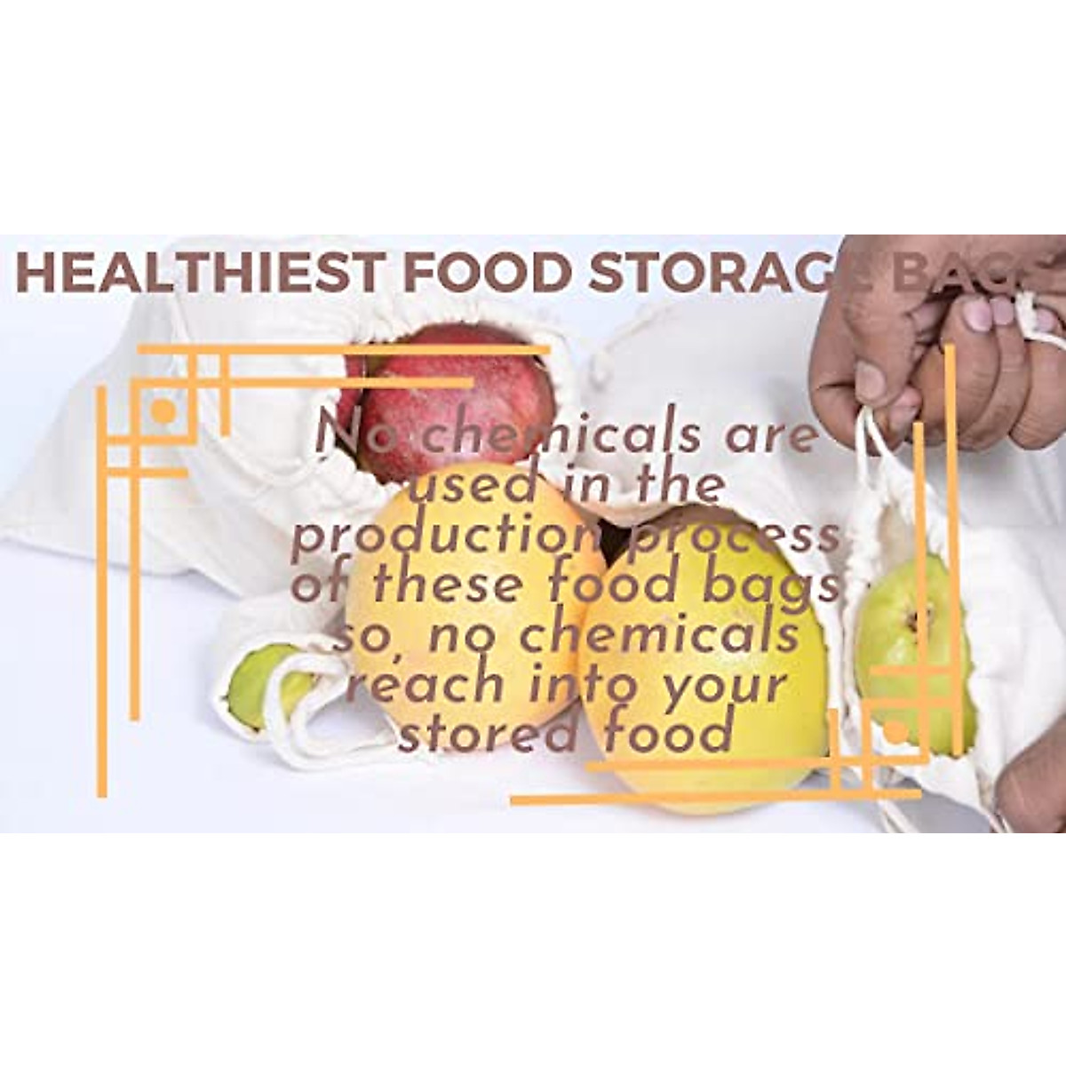 Food Grade Cotton Fabric Bags 4-Pack Reusable - Organic Storage Bulk Bags - Produce Drawstring Muslin Bags - Reusable Natural Cloth Flour Sack Bags - Grain Bags -19 x 16 inches