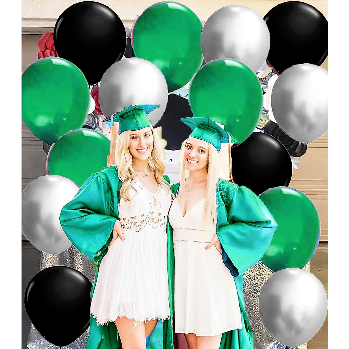 Graduation Decorations Green Black 2024/Black Green Balloons 30Pcs Green Graduation Party Decorations 2024 /Green Black Graduation Party Decorations
