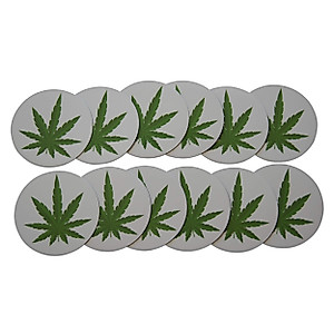 Novel Merk Marijuana Leaf Refrigerator Magnets – Vinyl 3” Round Flat Magnets for Fridge, Lockers, Home Kitchen and Weed Decor – Self Adhesive to Metal Surfaces (12 Pack)