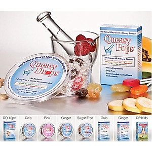 Queasy Drops Sugar Free | 21 Drops | Nausea (Chemo, Motion Sickness etc.) | Drug Free & Gluten Free | Five Flavors: Ginger, Papaya, Cola, Banana, & Raspberry