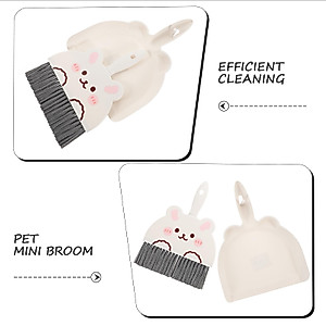 VOSAREA Mini Dustpan and Brush Set Small Broom and Dustpan Cleaning Set Hand Whisk Broom Set Portable Table Top Brush Set Dining Table Crumb Sweeper Cleaning Tools for Office White