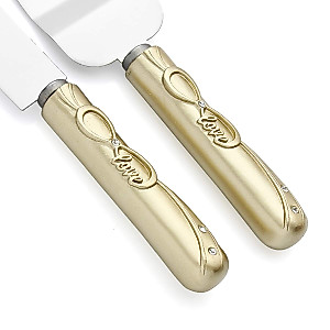Gold 50th Anniversary Wedding Cake Knife and Server Set - Infinity Symbol