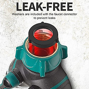 Garden Hose Splitter 2 Way - Heavy Duty Metal Water Hose Splitter with Long Handle Shut Off Valves 3/4 Inch Double Y Connector Faucet Splitter for Gardening Hoses 3 Rubber Washers