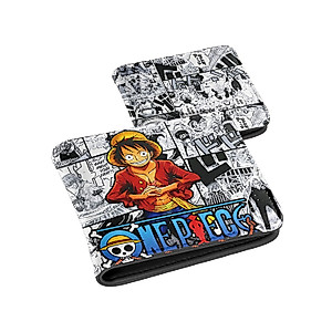 Toyuma Leather Minimalist Wallet, Cartoon Pattern, Bifold, Light, Slim, Red Boy, 4 Credit Card Slots, Coin Purses for Kids, Teens, Unisex