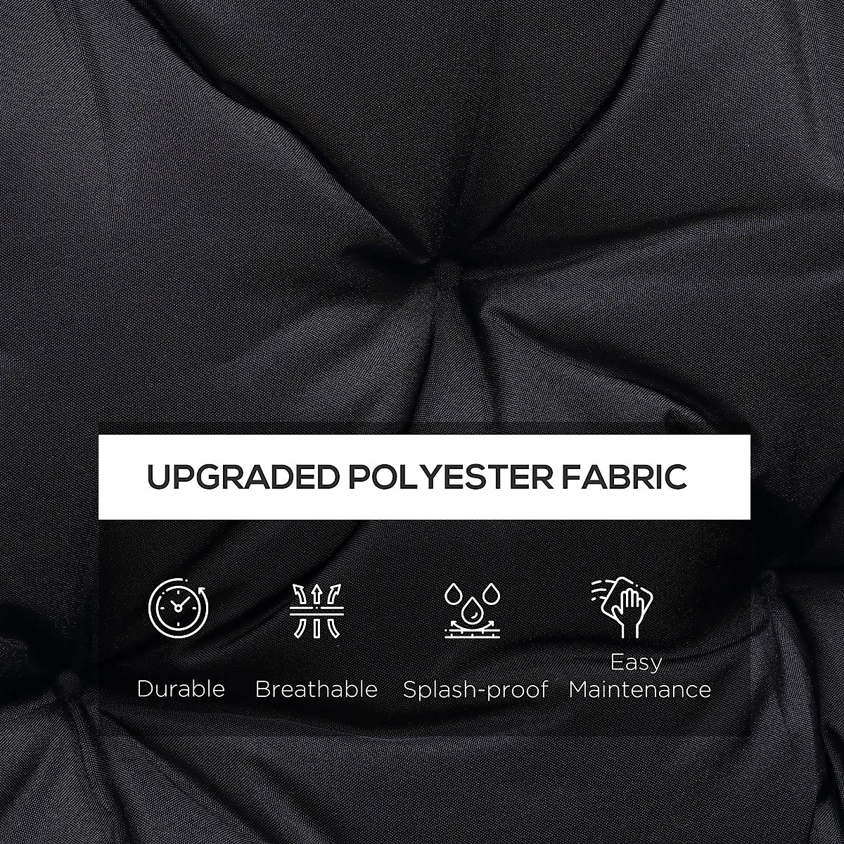 Outsunny 59" x 38" Tufted Bench Cushion for Outdoor Furniture, 3-Seater Replacement for Swing Chair, Patio Sofa/Couch, Overstuffed, Includes Backrest, Black