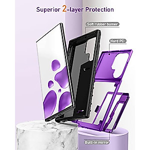 WeLoveCase Samsung Galaxy S22 Ultra Case Wallet Case with Credit Card Holder & Hidden Mirror, All-Round Protection Shockproof Phone Cover Designed for Samsung Galaxy S22 Ultra, 6.8 Inch Purple