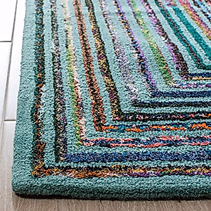 SAFAVIEH Nantucket Collection 6' x 9' Teal NAN603A Handmade Boho Abstract Cotton & Wool Area Rug