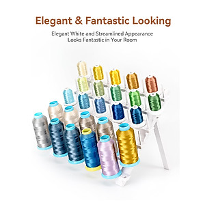 Sew Tech Thread Rack, Bright White Plastic Thread Holder with 60 Pegs and Extra 10 Long Pegs, Sewing and Embroidery Thread Stand
