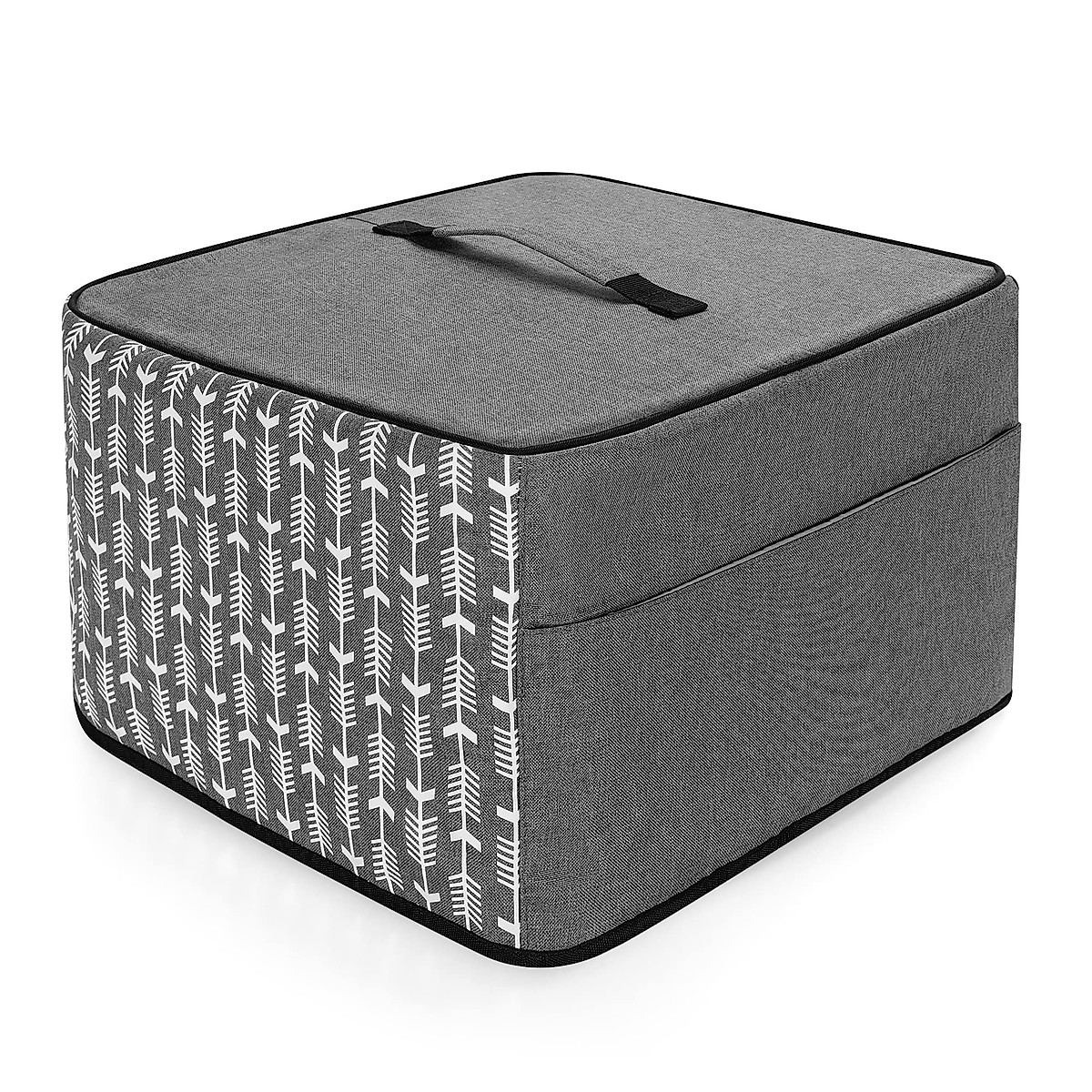 YARWO Slow Cooker Dust Cover Compatible for Hamilton Beach 6-8 qt Slow Cooker and Crock Pot , Dust Cover with Top Handle and Pockets, Gray with Arrow