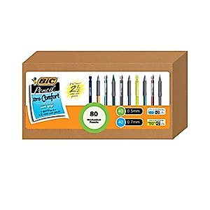 BIC Mechanical Pencil #2 Xtra-comfort Mechanical Pencils With Grip - Variety Bulk Pack Of 80 Mechanical Pencils - 40 0.5mm And 40 0.7mm Mechanical Led Pencils - Assorted Colored Barrels