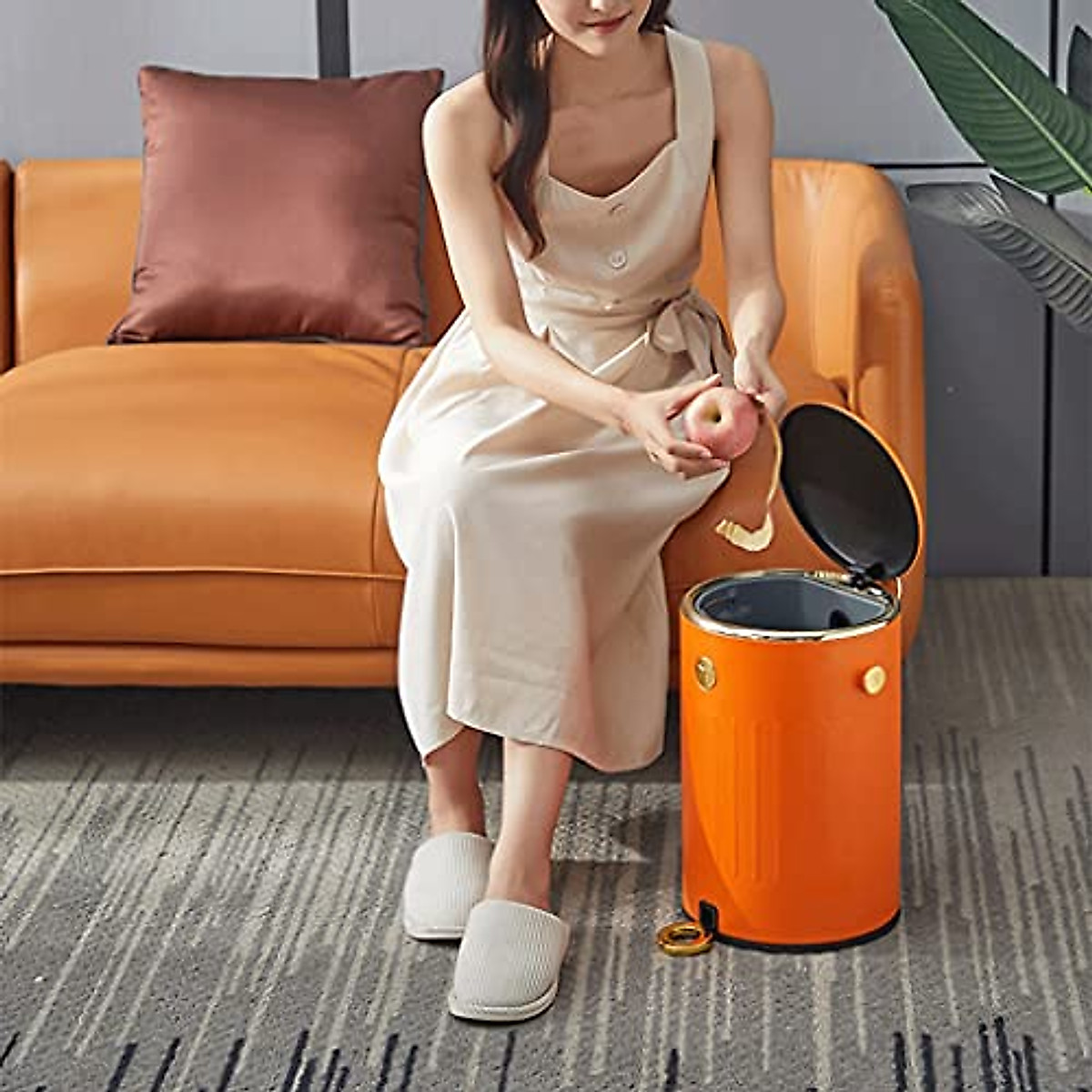 WENMENG2021 Trash and Recycling Bin Kitchen Trash Can Foot-Operated Trash Can with Lid Silent Trash Can Gift Box Trash Can Multi-Color Optional Trash Can with Lid (Color : A)