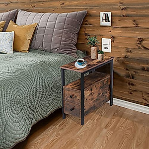 Nightstand,Industrial Style Side Table with 2 Drawers,end Table for Small Spaces,Suitable for Living Room Sofa Side Table Bedroom