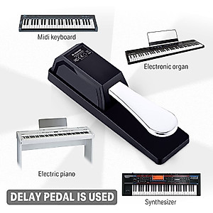 Donner DSP-003 Sustain Pedal, Universal Keyboard Piano Pedal for Digital Piano/MIDI Keyboard/Electronic Piano/Synthesizer, With Polarity Switch, 1/4"(6.35 mm) Jack, 63'' (1.6m) Cable, Straight