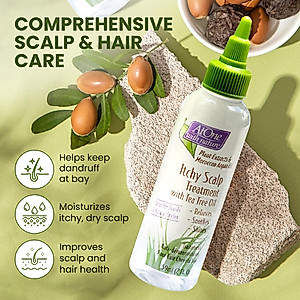 AtOne with Nature Itchy Scalp Treatment with Tea Tree Oil - Cleanses and Soothes, 2 Fl Oz, Infused with Sunflower, Argan, and Almond Oils