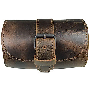 Hide & Drink, Cylinder Watch Case with Cushion, Storage Box, Jewelry Organizer, Travel Accessories, Full Grain Leather, Handmade, Bourbon Brown