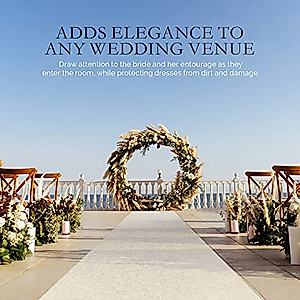 SLS SUPPLY FLORA - Wedding Aisle Runner, White Floral Print Wedding Floor Must-Have with Pull String and Double-Sided Adhesive Strip, for Indoor and Outdoor Weddings, 100 feet X 3 feet