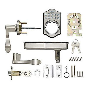 Amazon Basics Electronic Keypad Entry Lever Door Lock, Satin Nickel, 7.83 cm x 12.91 cm