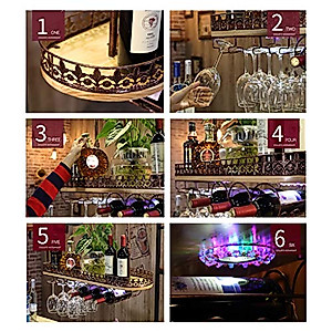 Stylish Simplicity Down Vintage Wine Rack Iron Simple Style Multi-Function Display Household Wine Glass Holder Restaurant Kitchen Bar Floating Wine Rack (Bronze 100 * 28Cm), PIBM, Black, 60 * 28cm/