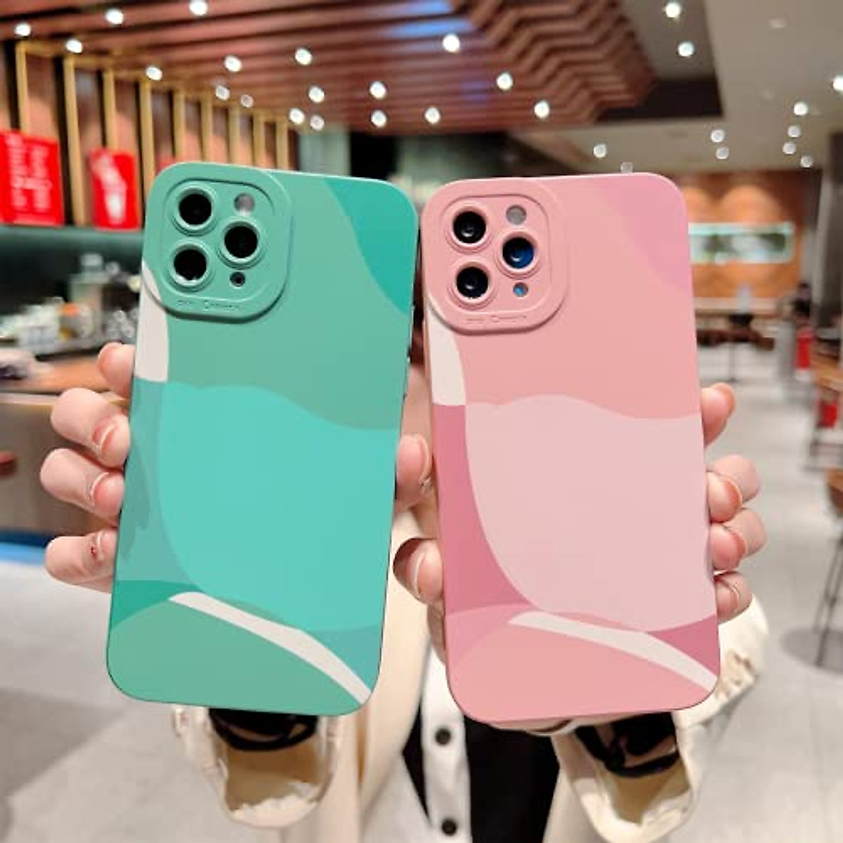 YKCZL Compatible with iPhone 11 Pro Max Case, Cute Painted Art Heart Pattern Full Camera Lens Protective Slim Soft Shockproof Phone Case for Women Girls-Pink