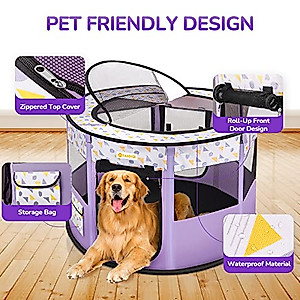 TASDISE Portable Pet Playpen, Foldable Dog Playpen, Exercise Kennel Tent for Puppy, Dog, Cat, Rabbit, Great for Indoor Outdoor Travel Use,Come with Free Carrying Case