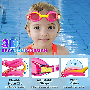XDX Kids Goggles for Swimming 4-14, 4 Pack Kids Swimming Goggles for Boys and Girls, Anti Fog Swimming Goggles with UV Protection, Adjustable