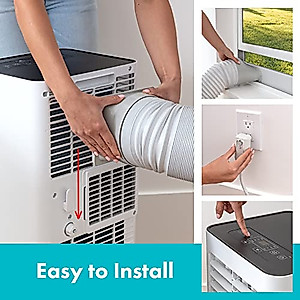 SereneLife SLPAC805W Portable Air Conditioner - Compact Home A/C Cooling Unit with Built-in Dehumidifier & Fan Modes, Includes Window Mount Kit (8,000 BTU), White