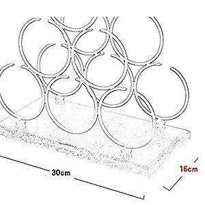 Fadak Countertop Wine Rack, Tabletop 6 Bottles Wood Wine Holder, Sturdy Handle, 3-Tier Rustic Classic Design, Simple Assembly, Wood & Metal (Bronze)