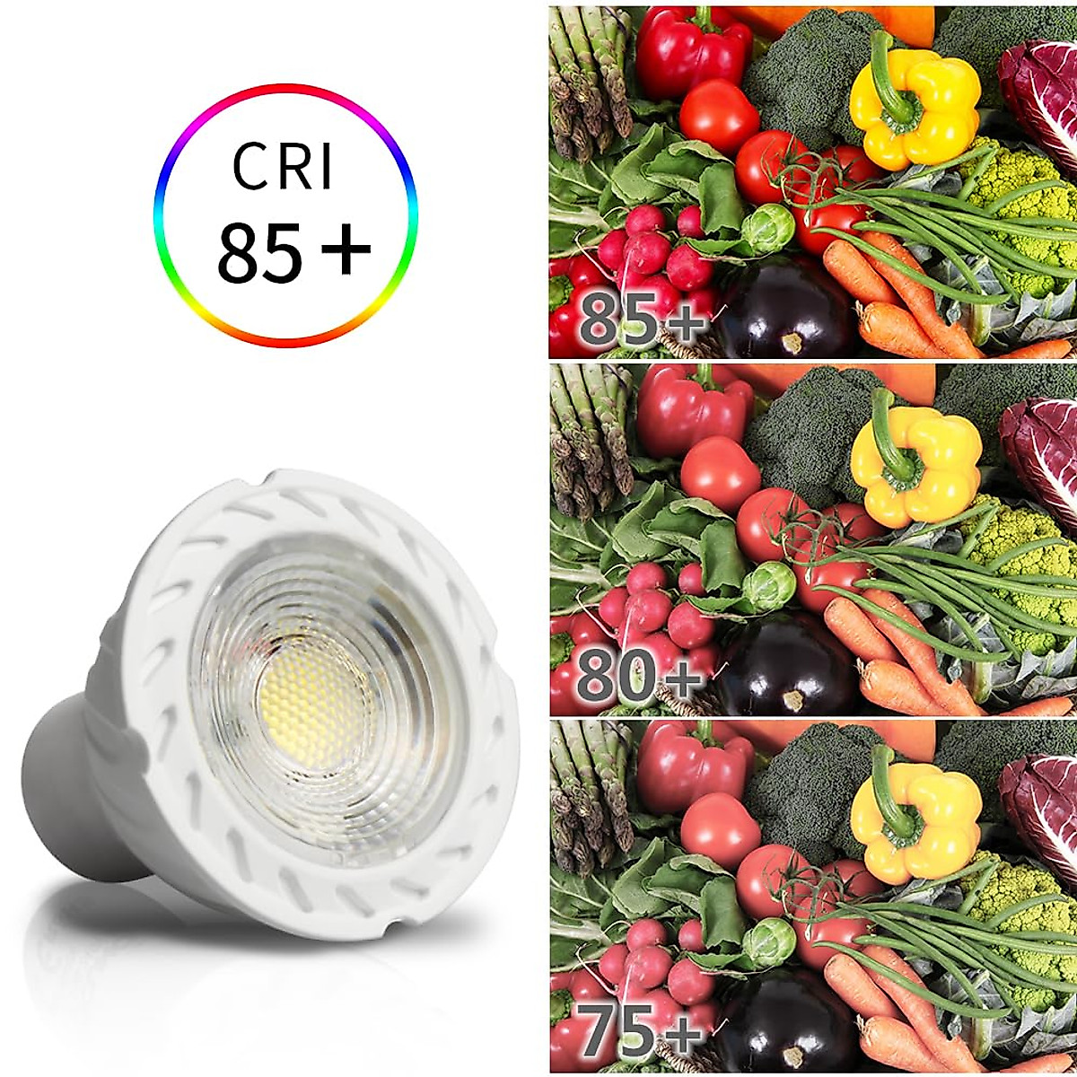 DiCUNO GU10 LED Light Bulb, 60W Halogen Bulbs Equivalent, 6W 600LM, 6000K Daylight White,100V-240V Non-dimmable GU10 Mr16 LED Bulbs, 10-Pack.