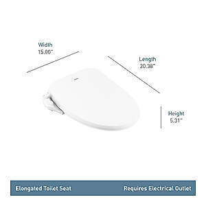 Moen EB1000 3-Series Standard Electronic Bidet Toilet Seat, White