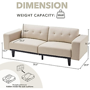 SOMEET 79''W Beige Sofas, Ivory