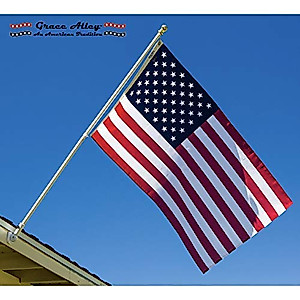 Grace Alley American Flags for Outside 3x5, Made in the USA, Heavy Duty Outdoor UV Fade Resistant Bright Color, Long Lasting Polyester Cotton Blend with Brass Grommets American Made