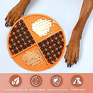 Bangp Licking Mat for Dogs and Cats,Dog Slow Feeders,Boredom Anxiety Reduction,Heavy-Duty Puzzle Mat Dog Treat Mat with Unique Quadrant Design,Perfect for Yogurt,Treats or Peanut Butter(Orange)