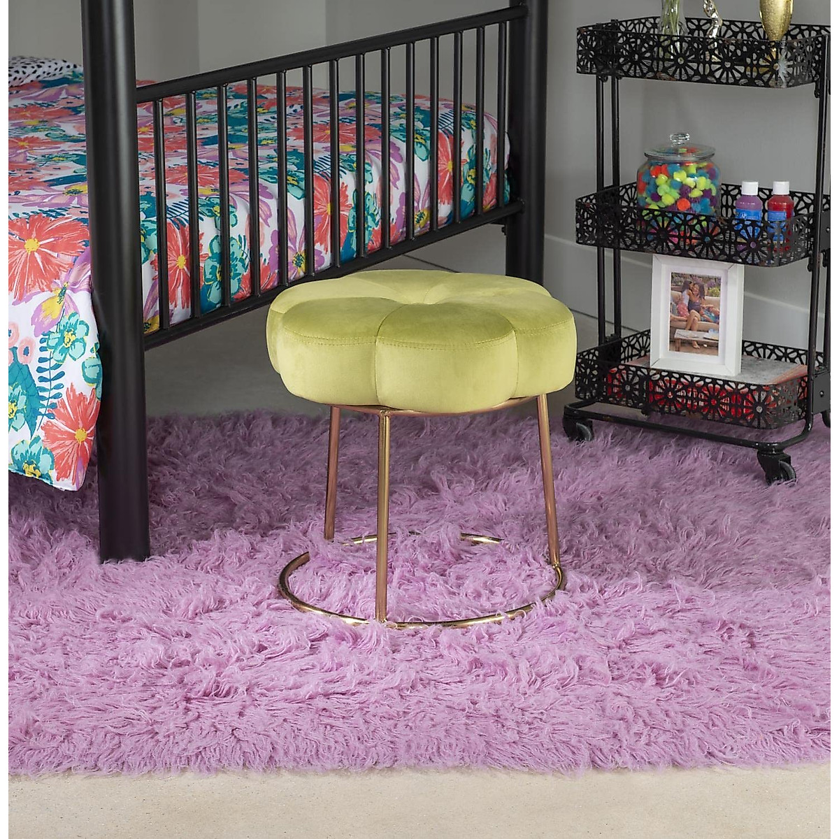 Linon Seraphina Accent Vanity Stool, Green