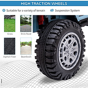 Aosom 12V Kids Ride on Car with Remote Control, Battery-Operated Ride on Toy with Spring Suspension, Led Lights, Music, Horn, 3 Speeds, USB, MP3, Blue