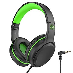 UKELALA Green Wired Headphones for Boys Portable On Ear Youth Headphones for School Airplane Travel Lightweight Portable Compatible with Pad Computer Laptop for Adults Student Children Girls Kids