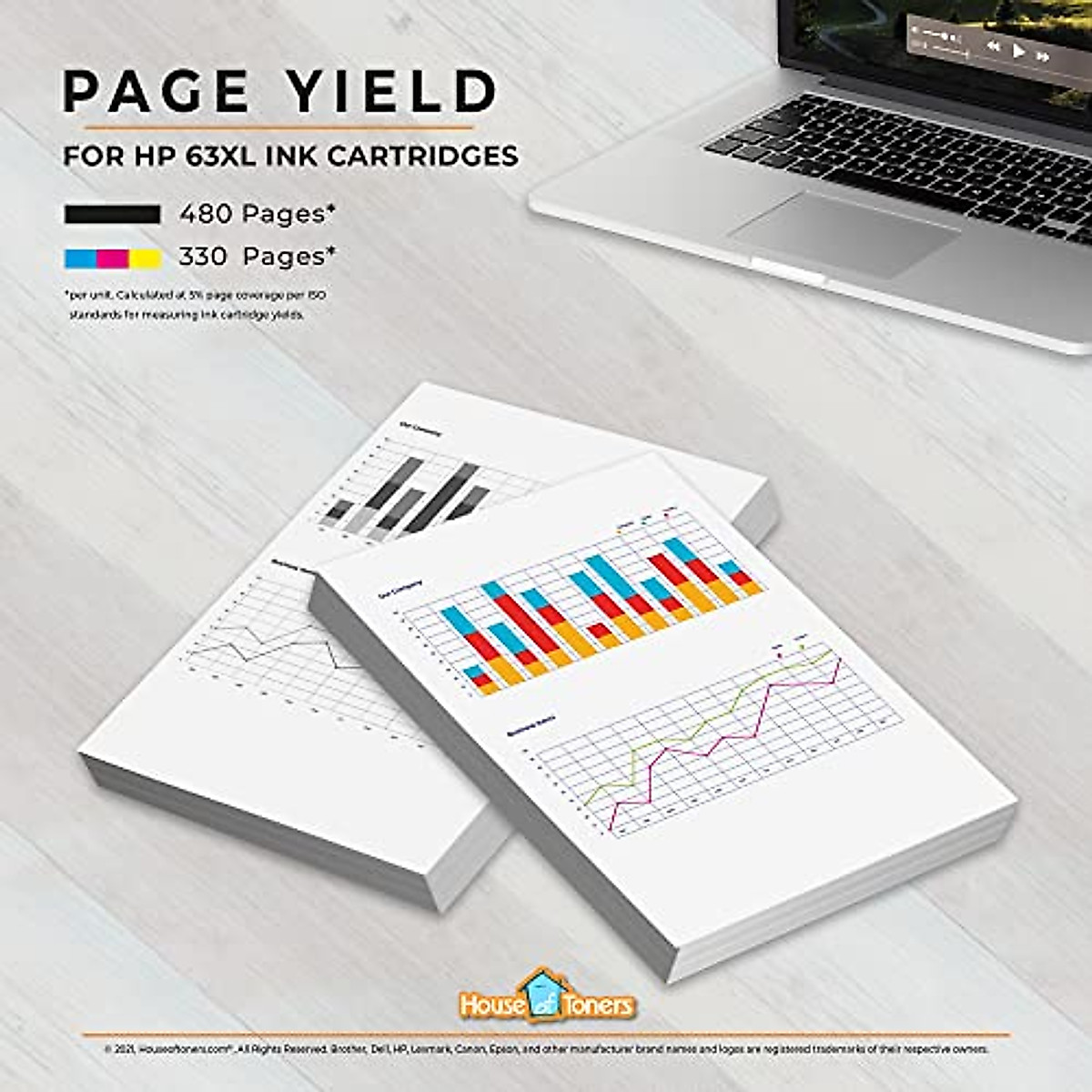 Houseoftoners Remanufactured Ink Cartridge Replacement for HP 63 XL 63XL for HP Envy 4520 Deskjet 1112 2130 3630 3631 3632 Officejet 3830 4650 4655 5212 5255 5258 (2 Black)