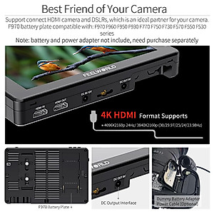 FEELWORLD LUT7 PRO 7 Inch Ultra Bright 2200nits DSLR Camera Field Monitor 3D LUT Touchscreen HDR Waveform F970 External Power and Install Kit 4K HDMI