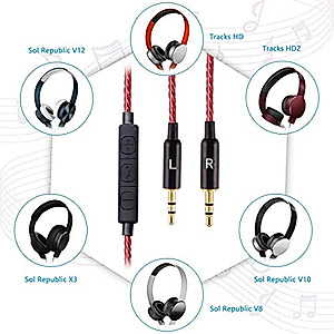 Saipomor Sol Republic V10 Extension Cable with Remote Volume and Mic for Sol Republic Master Tracks HD HD2 Sol Republic V8 V12 X3 Headphones (Red)