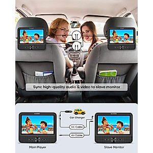 FANGOR 7.5’’ Dual Car DVD Player, Portable DVD Player for Car with 5 Hours Rechargeable Battery, Last Memory, AV Out&in, Supported USB/SD/Sync TV, Regions Free ( 1 Player + 1 Monitor )