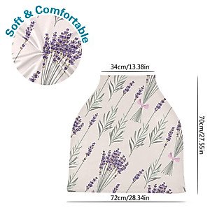 Blueangle Fresh Lavender Baby Car Seat Cover Canopy Stretchy Soft Nursing Breastfeeding Cover Multi-Use Breathable Stroller Cover
